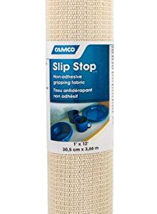 Camco Slip Stop Liner - Prevents Slipping and Sliding in RVs & Camper Kitchen Shelves and Drawers | Great for Toolboxes, Rugs, & More |Durable, Washable Material | 1' x 12' Roll - Cream (43277)