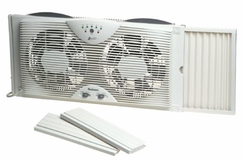 Holmes Dual 8" Blade Twin Window Fan with LED One Touch Thermostat Control