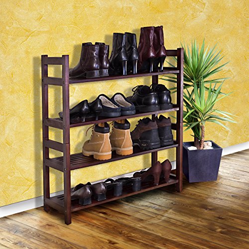 D-Art Shoe Rack Organizer- 4 Tiers - in Mahogany Wood