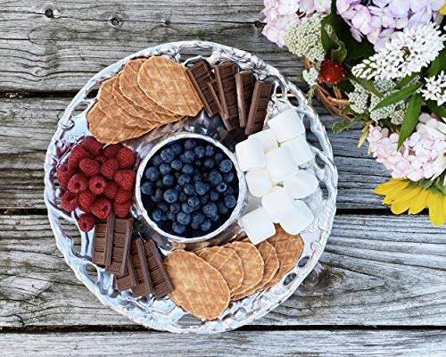 Arthur Court Designs Metal Grape Chip and Dip Platter in Grape Pattern Sand Casted in Aluminum with Artisan Quality Hand Polished Designer Tarnish-Free 14 inch Diameter