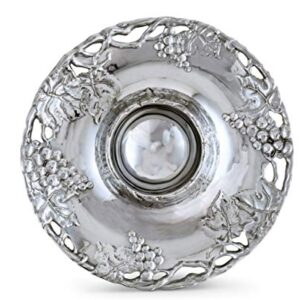 Arthur Court Designs Metal Grape Chip and Dip Platter in Grape Pattern Sand Casted in Aluminum with Artisan Quality Hand Polished Designer Tarnish-Free 14 inch Diameter