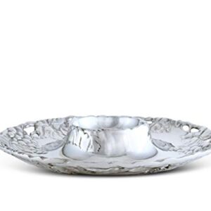 Arthur Court Designs Metal Grape Chip and Dip Platter in Grape Pattern Sand Casted in Aluminum with Artisan Quality Hand Polished Designer Tarnish-Free 14 inch Diameter