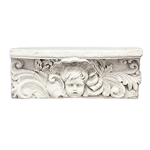 Design Toscano Cathedral Cherub Sculptural Wall Shelf, 5.5"D x 20"W x 8"H, Antique Stone