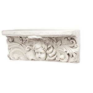 Design Toscano Cathedral Cherub Sculptural Wall Shelf, 5.5"D x 20"W x 8"H, Antique Stone