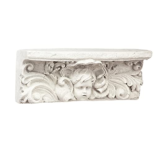 Design Toscano Cathedral Cherub Sculptural Wall Shelf, 5.5"D x 20"W x 8"H, Antique Stone