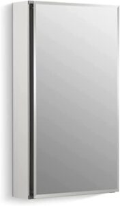 kohler cb-clc1526fs clc flat 15″ w x 26″ h aluminum single medicine cabinet with mirrored door, beveled edges, anodized aluminim