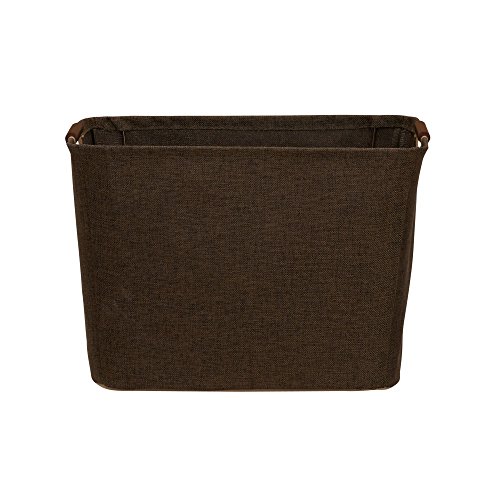 Household Essentials 601 Medium Shelf Basket with Wood Handles | Multi-Purpose Home Storage Bin | Brown Coffee Linen