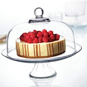 Anchor Hocking Presence Footed Cake Set with Dome (2 piece, all glass, dishwasher safe) , Color - Clear/Presence