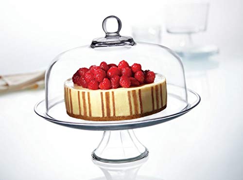 Anchor Hocking Presence Footed Cake Set with Dome (2 piece, all glass, dishwasher safe) , Color - Clear/Presence