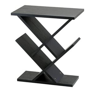 adesso zig-zag accent table – table bookshelf – storage side table. home furnishings and decor , black