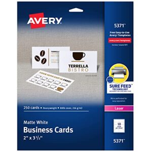 avery printable business cards, laser printers, 250 cards, 2 x 3.5 (5371)