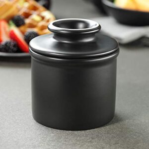 Butter Bell - The Original Butter Bell crock by L Tremain, a Countertop French Ceramic Butter Dish Keeper for Spreadable Butter, Classic Retro Matte Finish, Black