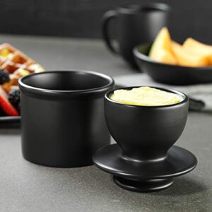 Butter Bell - The Original Butter Bell crock by L Tremain, a Countertop French Ceramic Butter Dish Keeper for Spreadable Butter, Classic Retro Matte Finish, Black