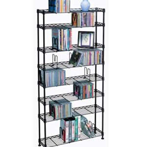 Atlantic Maxsteel 8-Tier Heavy Gauge Steel Wire Storage Shelving, holds up to 440 CD; or 228 DVD; or 264 Blu-Ray/Video Game discs, also great for organize collectable/memorabilia, in Black – PN 3020