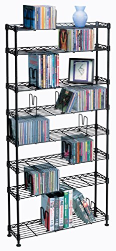 Atlantic Maxsteel 8-Tier Heavy Gauge Steel Wire Storage Shelving, holds up to 440 CD; or 228 DVD; or 264 Blu-Ray/Video Game discs, also great for organize collectable/memorabilia, in Black – PN 3020