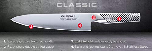 Global GF-24, Classic Straight, Stainless Steel Carving Fork, Medium, Silver