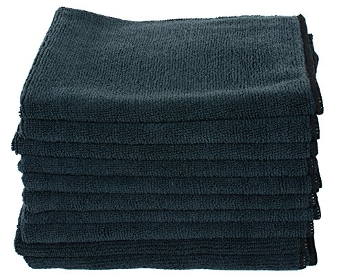 Real Clean 16x16 300GSM Premium Black Microfiber Towels (Pack of 10)