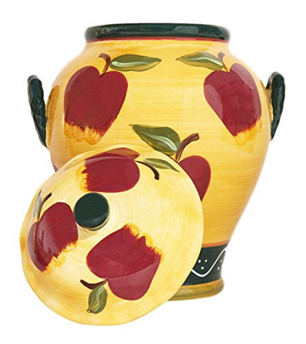 Tuscany Country Apple, Hand Painted Ceramic, Cookie jar Canister, 84176 By ACK