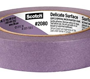 Scotch 2080EL-24E ScotchBlue Delicate Surfaces Painters Tape, 0.94" Width x 60 yd, Purple