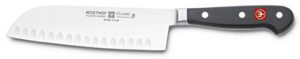 wusthof 4183 wusthof classic hollow edge santoku knife 7, 7″, black