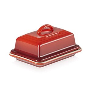 le creuset stoneware european butter dish, cerise