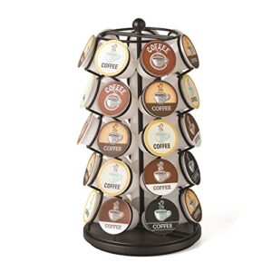 nifty coffee pod carousel – compatible with k-cups, 35 pack storage, spins 360-degrees, lazy susan platform, modern black design, home or office kitchen counter organizer