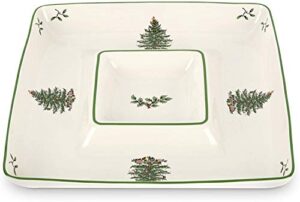 spode christmas tree 12 inch square chip and dip platter