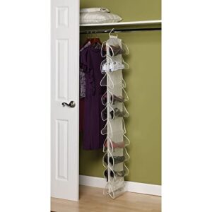 Household Essentials 311390 Hanging Shoe Storage Organizer for Closets -20 pocket - Natural Canvas