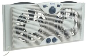 holmes dual 8″ blade twin window fan with manual controls, 3 speed settings, white