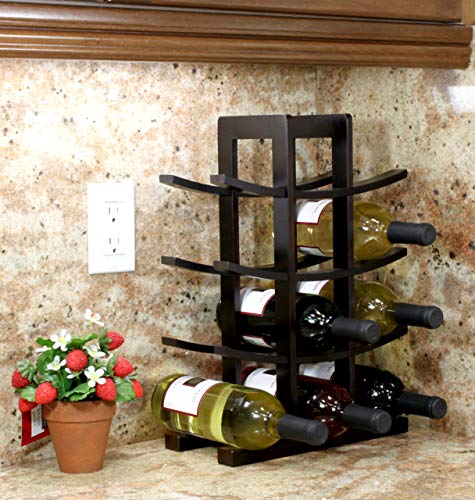 Oceanstar 12-Bottle Bamboo Wine Rack, Dark Espresso