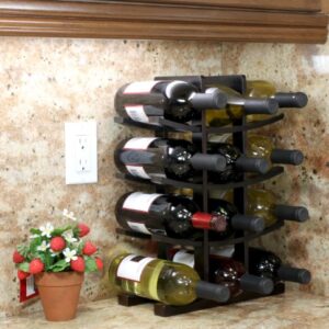 Oceanstar 12-Bottle Bamboo Wine Rack, Dark Espresso