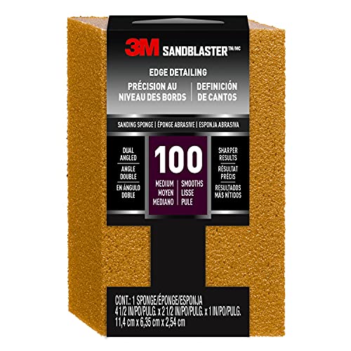 3M 9560 Dual Angled Sanding Sponge, 100 Grit, Gold