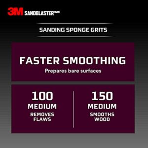 3M 9560 Dual Angled Sanding Sponge, 100 Grit, Gold