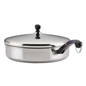 Farberware Classic Saute Pan / Frying Pan / Fry Pan with Lid and Helper Handle - 4.5 Quart, Silver