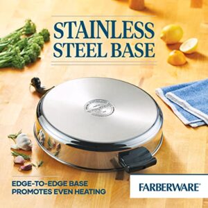 Farberware Classic Saute Pan / Frying Pan / Fry Pan with Lid and Helper Handle - 4.5 Quart, Silver