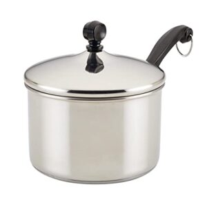 farberware classic stainless steel sauce pan/saucepan with lid, 3 quart, silver