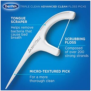 DenTek Triple Clean Advanced Clean Floss Picks, No Break & No Shred Floss, 150 Count