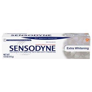 Sensodyne Extra Whitening Toothpaste for Sensitive Teeth, Cavity Prevention and Sensitive Teeth Whitening - 4 Ounces