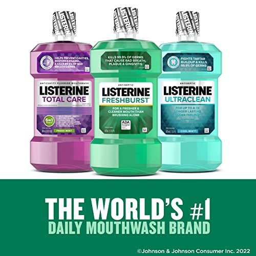 Listerine Freshburst Antiseptic Mouthwash for Bad Breath, Kills 99% of Germs that Cause Bad Breath & Fight Plaque & Gingivitis, ADA Accepted Mouthwash, Spearmint, 1 L