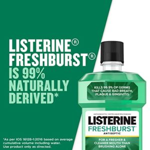 Listerine Freshburst Antiseptic Mouthwash for Bad Breath, Kills 99% of Germs that Cause Bad Breath & Fight Plaque & Gingivitis, ADA Accepted Mouthwash, Spearmint, 1 L