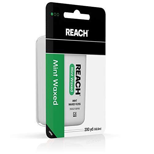 Reach Waxed Dental Floss for Plaque and Food Removal, Refreshing Mint Flavor, 200 Yards