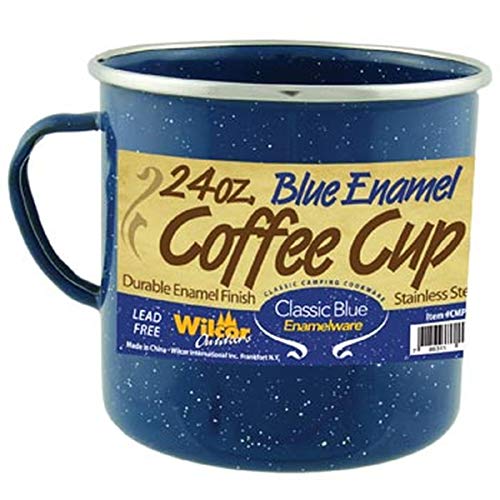 Camp Cup Mug Enamel Mug Cup with Stainless Steel Rim, 1 Count (Pack of 1), Blue