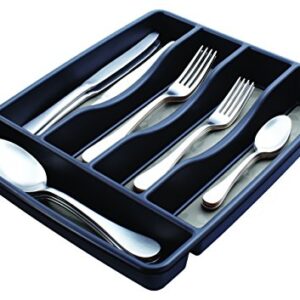 Rubbermaid No-Slip Small Silverware Cutlery Tray Organizer, Black with Gray Base