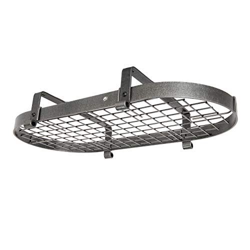 Enclume Premier Low-Ceiling Oval Pot Rack, Hammered Steel