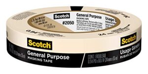 scotch general purpose masking tape, tan, tape for labeling, bundling and general use, multi-surface adhesive tape, 0.94 inches x 60 yards, 1 roll