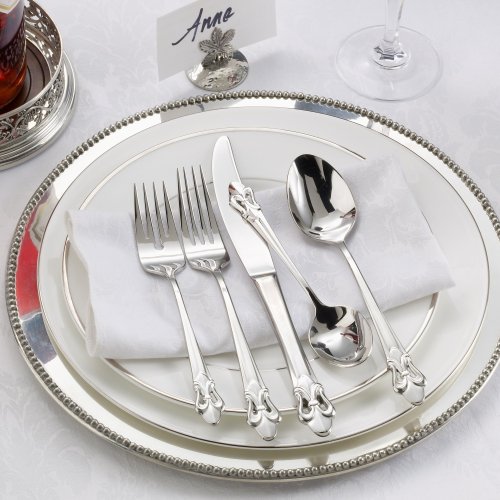 Ginkgo International Fleur de Lis 20-Piece Stainless Steel Flatware Place Setting, Service for 4