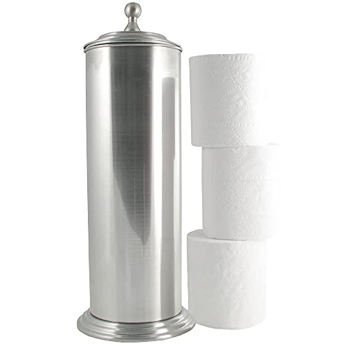 LDR Industries 164 6456BN Ashton Free Standing Regular Size Roll Toilet Paper Holder Canister, Brushed Nickel