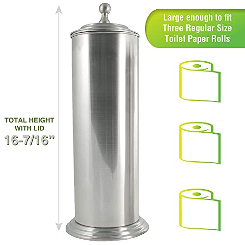 LDR Industries 164 6456BN Ashton Free Standing Regular Size Roll Toilet Paper Holder Canister, Brushed Nickel