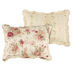 greenland home antique rose 100% cotton quilted pillow sham, standard 20×26-inch, multicolor