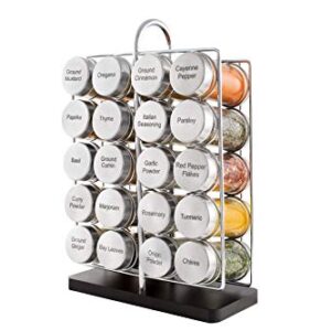 orii 20 Jar Spice Rack Stainless Steel Filled with Spices - Standing Rack Shelf Holder & Countertop Spice Rack Tower Organizer for Kitchen Spices with Free Spice Refills for 5 Years